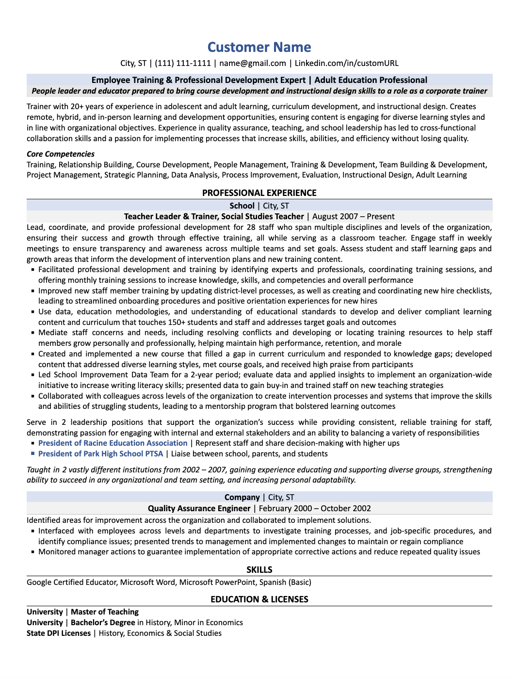 Samples - Highered Resume Pros